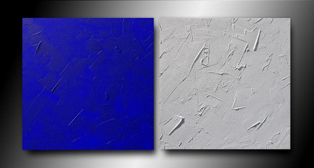 tableau monochrome blanc et bleu peinture minimaliste sur toile tendue ...